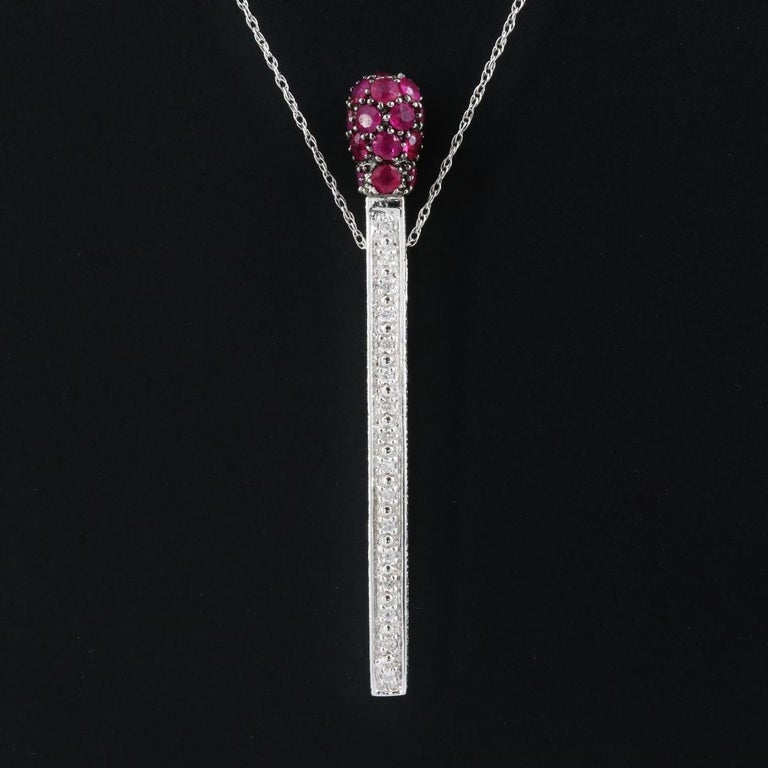 $3950 / John C Rinker Designer Ruby and Diamond Matchstick 3D Necklace ...