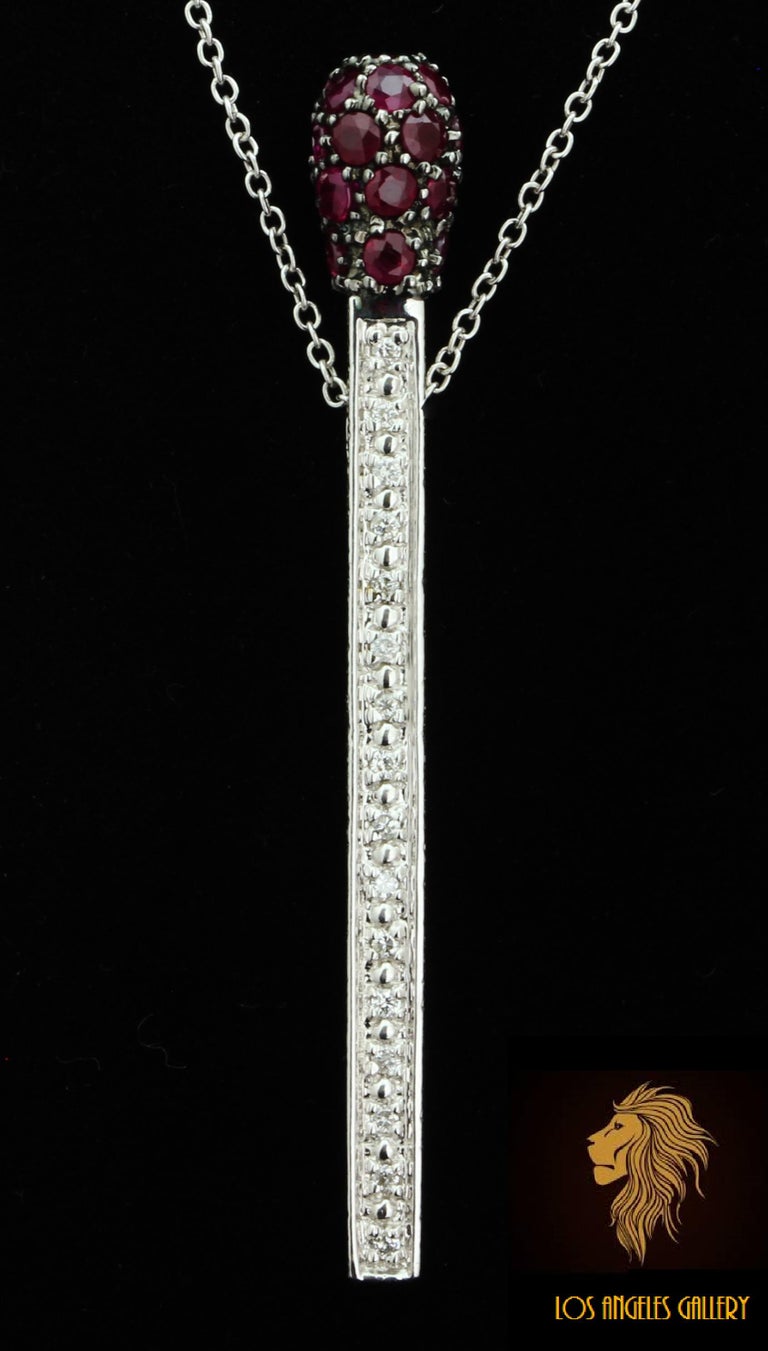 $3950 / John C Rinker Designer Ruby and Diamond Matchstick 3D Necklace ...