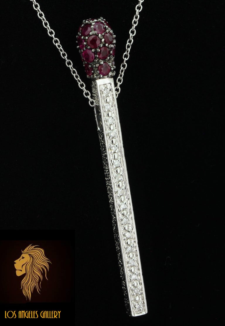 $3950 / John C Rinker Designer Ruby and Diamond Matchstick 3D Necklace ...