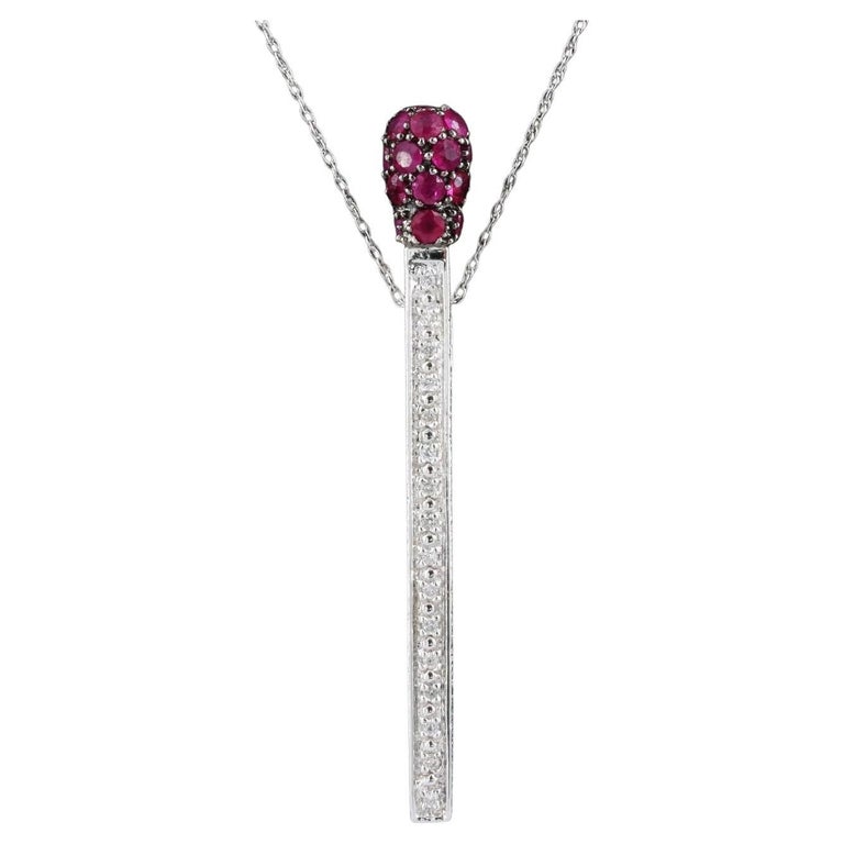 $3950 / John C Rinker Designer Ruby and Diamond Matchstick 3D Necklace ...