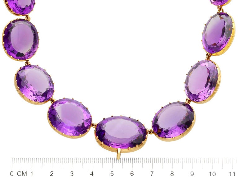 Antique 396.09 Carat Amethyst and 14K Yellow Gold Riviere / Collarette ...