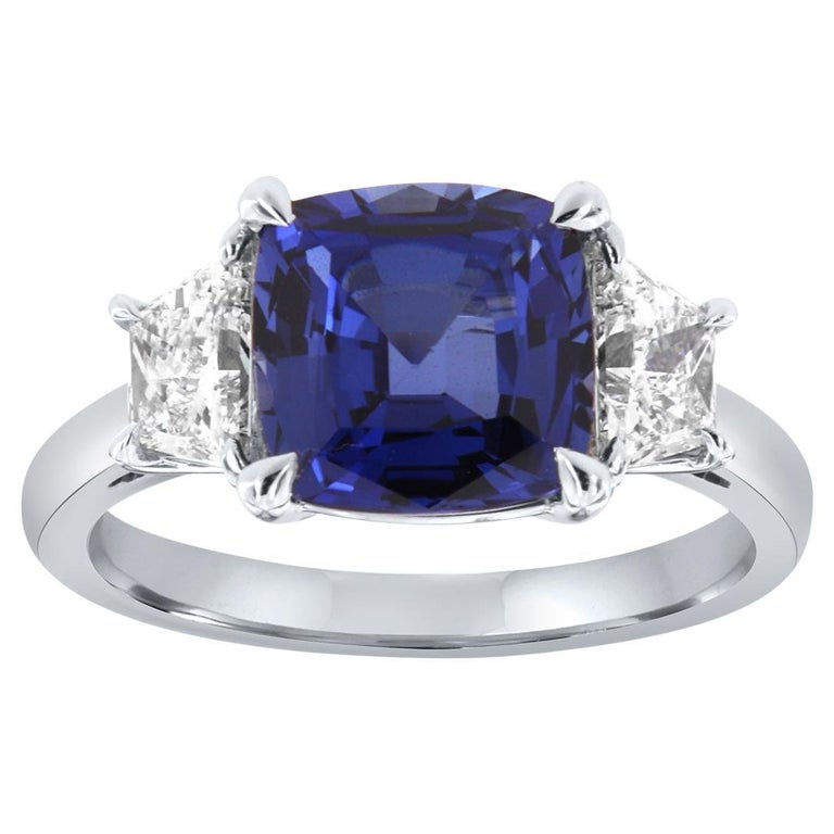3.98 Carat Asscher Cut Lab Grown Blue Color Trapezoids Lab Grown ...