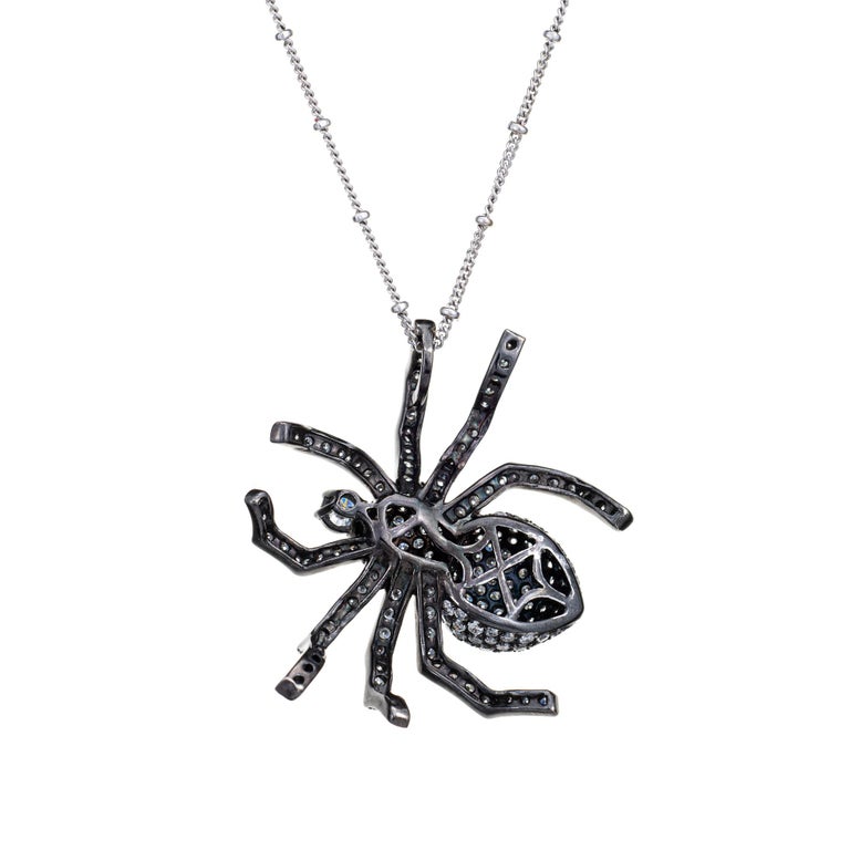 3ct Diamond Spider Necklace Estate 10k Gold Large Pendant Fine Jewelry ...