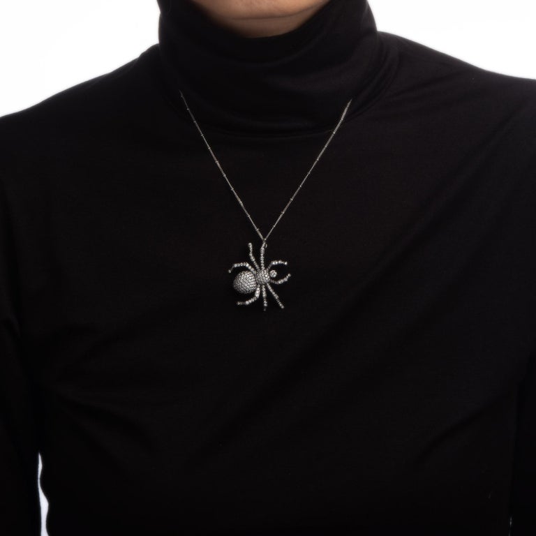 3ct Diamond Spider Necklace Estate 10k Gold Large Pendant Fine Jewelry ...