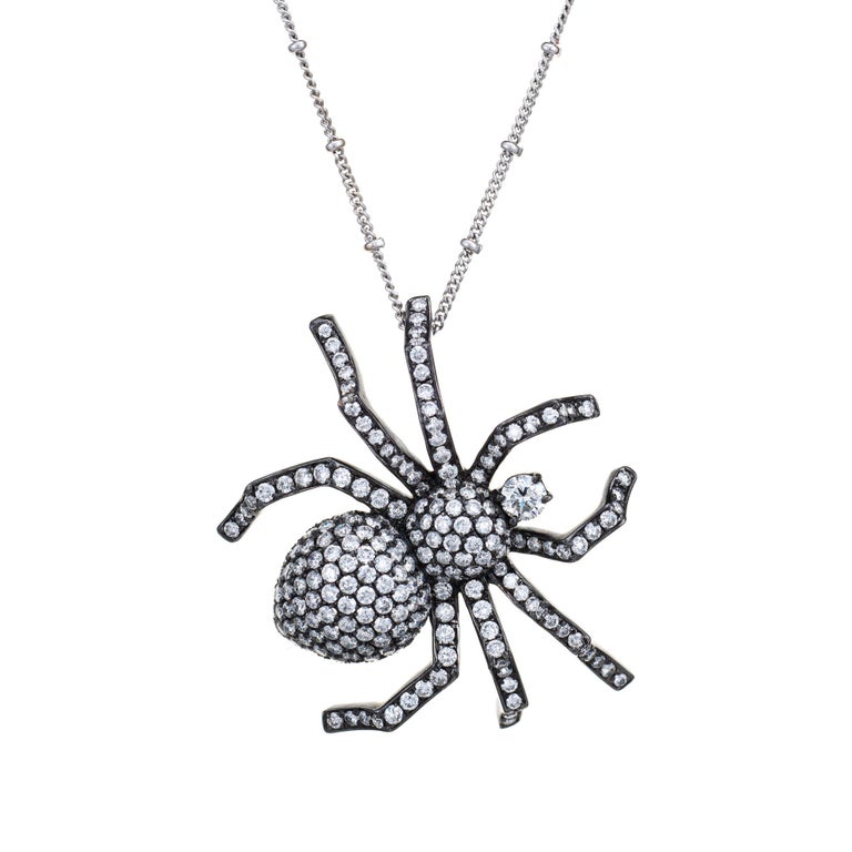 3ct Diamond Spider Necklace Estate 10k Gold Large Pendant Fine Jewelry ...
