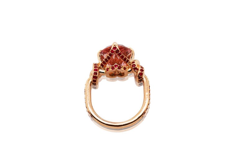 Customizable 3ct Pink Tourmaline and Ruby Ring Solitaire Ring 18ct Rose ...
