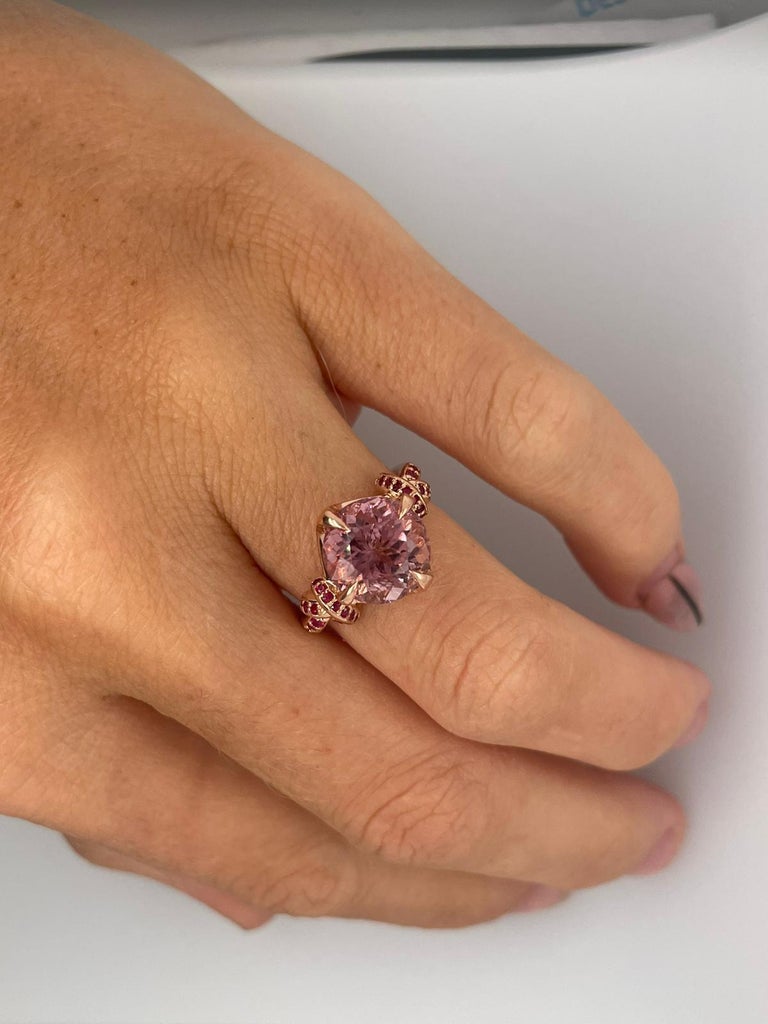 Customizable 3ct Pink Tourmaline and Ruby Ring Solitaire Ring 18ct Rose ...