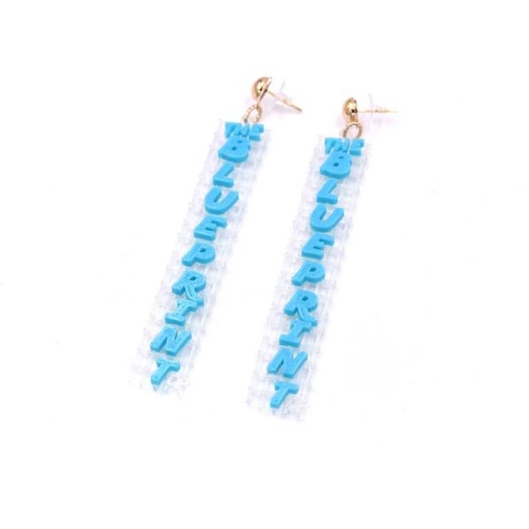 3D Printed Dangle Blueprint Earrings For Sale at 1stDibs