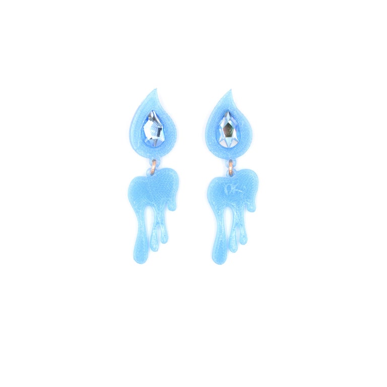 3d Printed Dripping ICE Earrings with Swarovski Crystals For Sale at ...