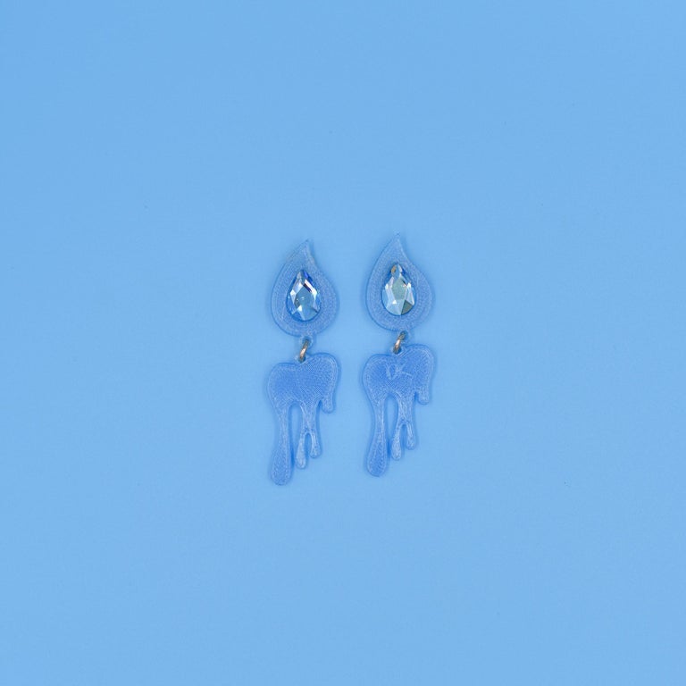 3d Printed Dripping ICE Earrings with Swarovski Crystals For Sale at ...