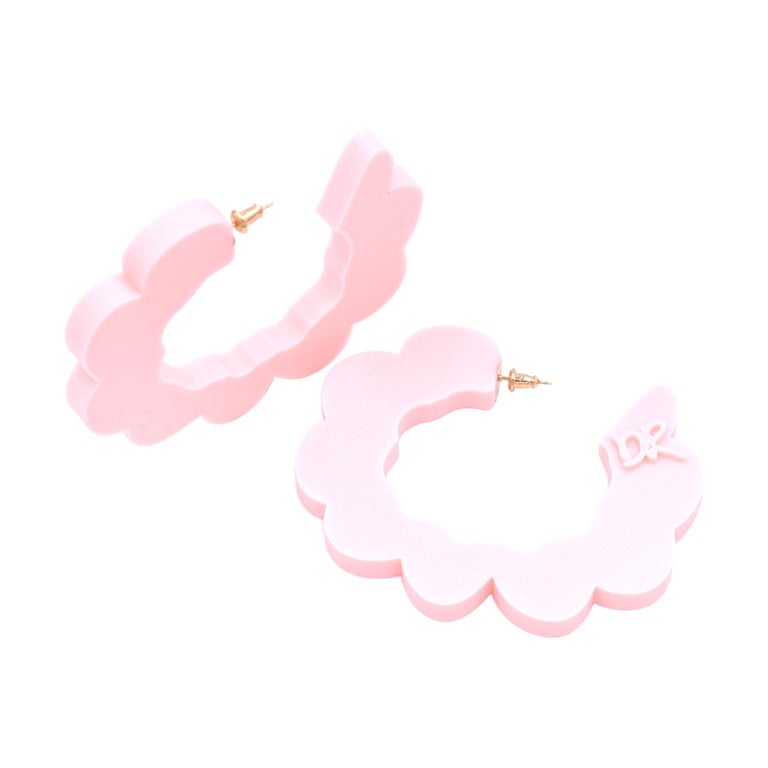 3d Printed Pretend Cloud Hoop Earrings Baby Pink For Sale at 1stDibs