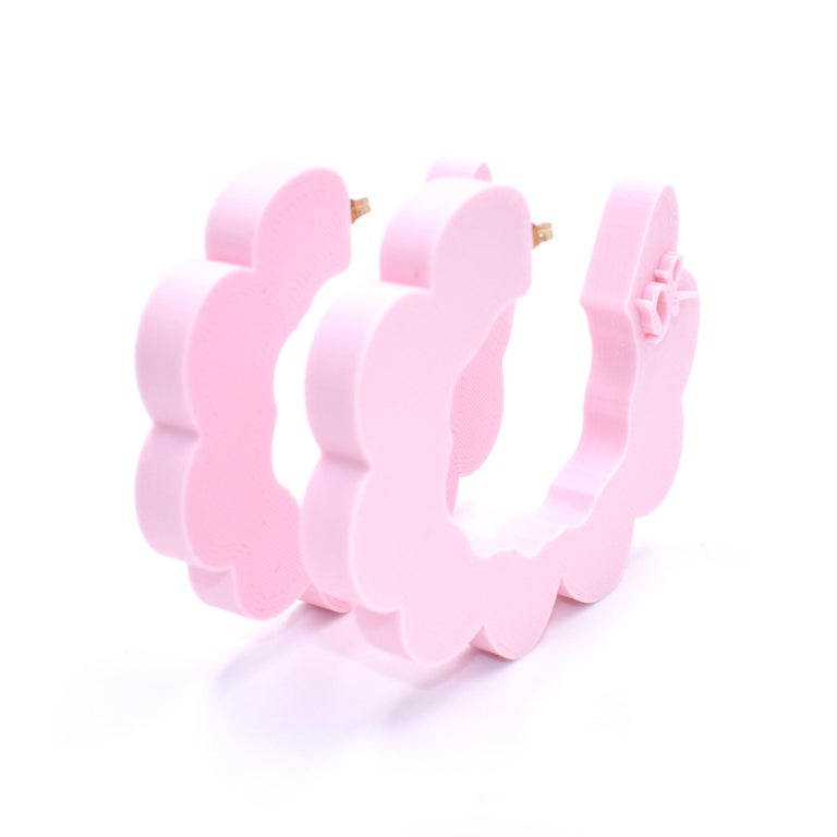3d Printed Pretend Cloud Shaped Hoop Earrings, Matte Blush For Sale at ...