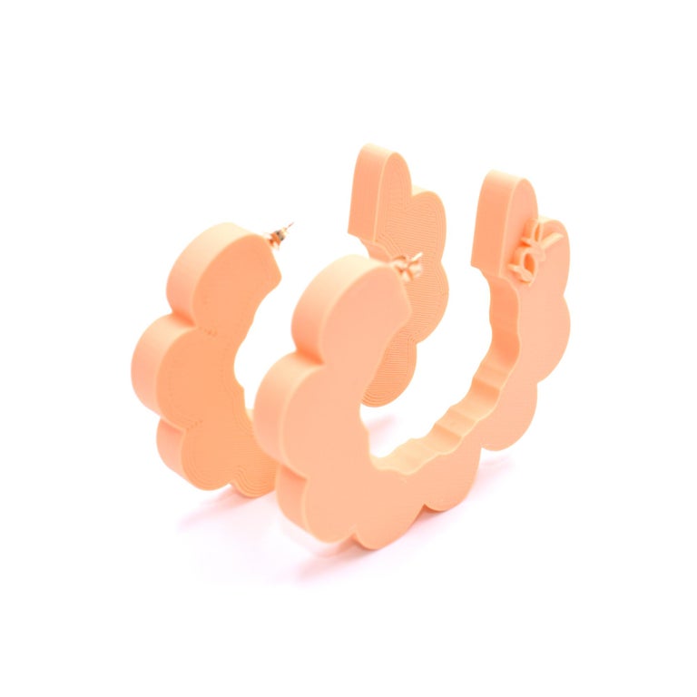 3d Printed Pretend Cloud Shaped Hoop Earrings, Matte Peach For Sale at ...