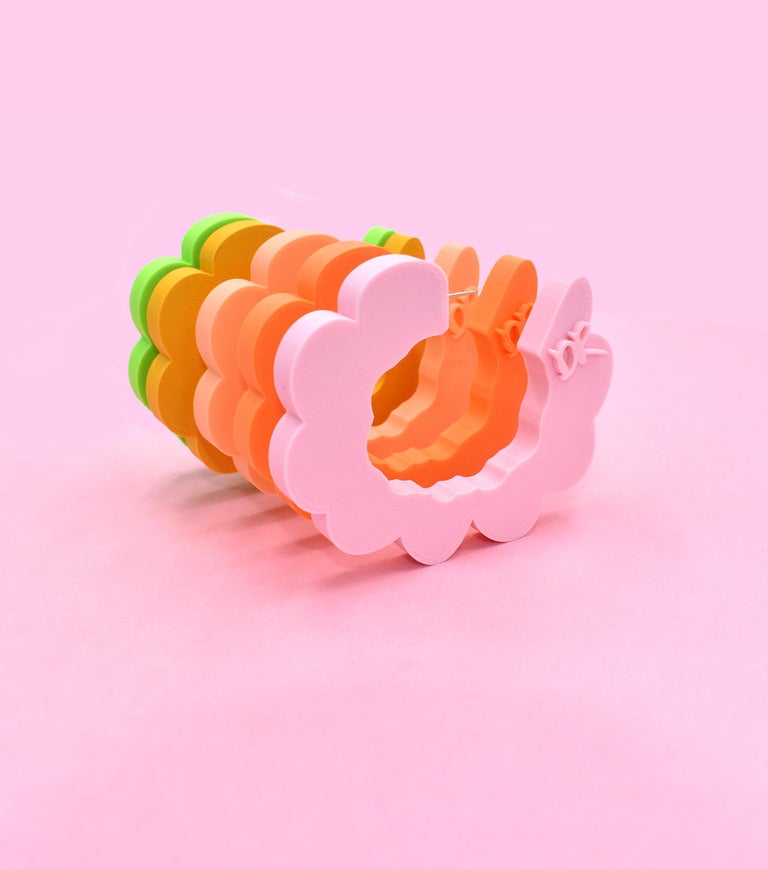 3d Printed Pretend Cloud Shaped Hoop Earrings, Matte Yellow For Sale at ...