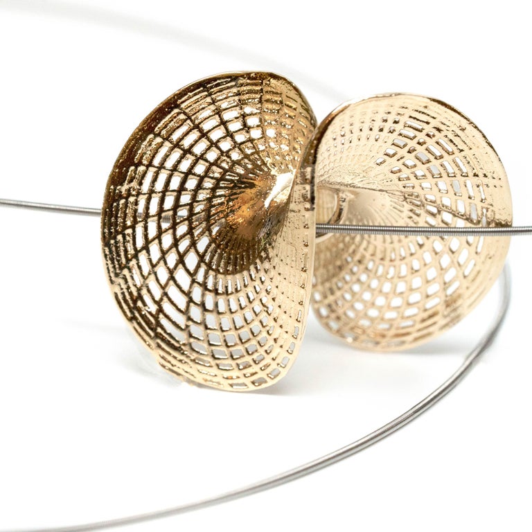 14 Karat 3D Printed Twisted Disc Large Pendant, Unique Statement ...