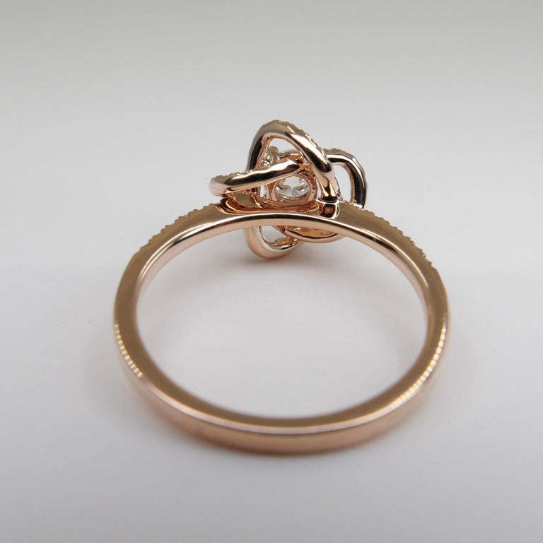 3D Rose Flower Diamond Ring, 18K Rose Gold, Dainty, Excellent Depth of ...
