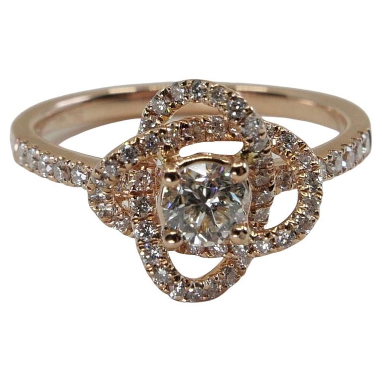3D Rose Flower Diamond Ring, 18K Rose Gold, Dainty, Excellent Depth of ...
