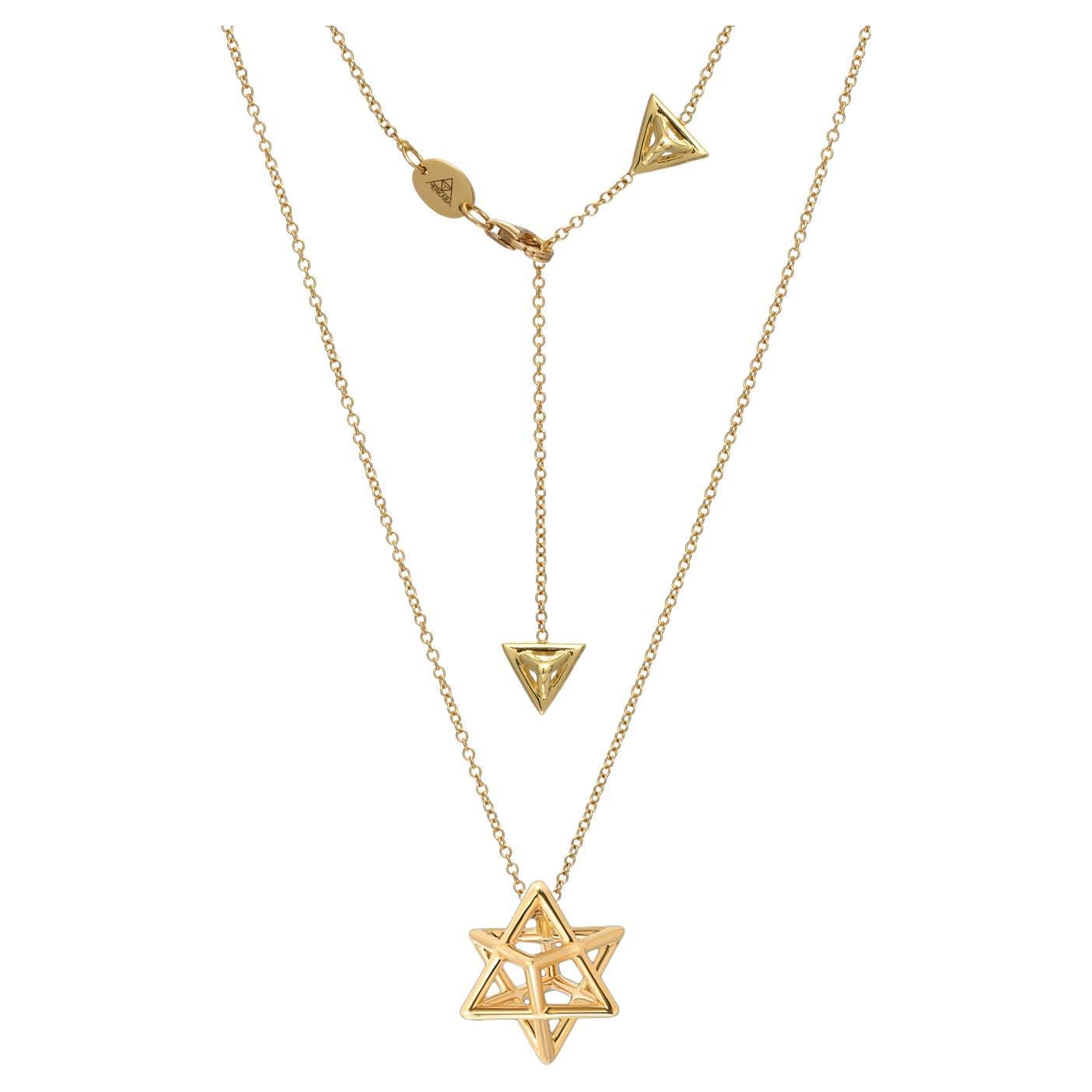 Unique Star Of David Necklace Modern Gold Plated 3D Pendant - Luxury ...
