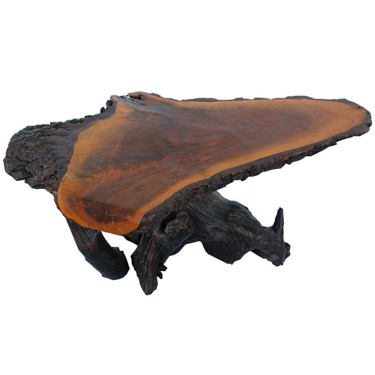 Live Edge Redwood Side Coffee Table at 1stDibs