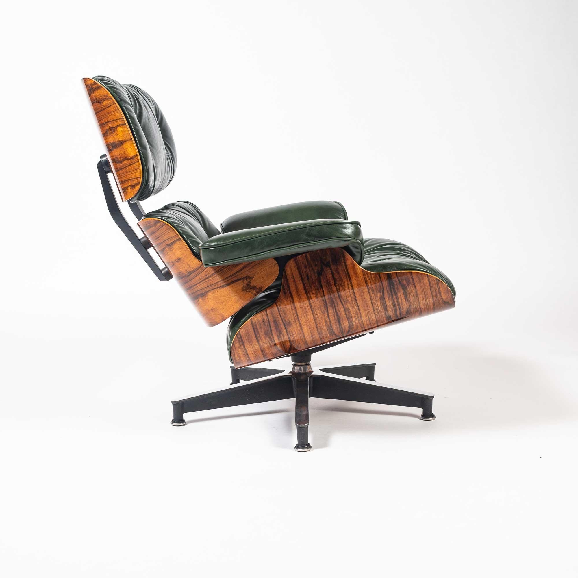 3rd Gen Eames Lounge Chair 670-671 in British Racing Green Leather at ...