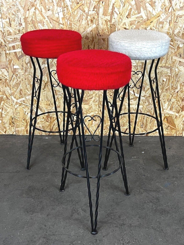 3x 50s 60s Bar Stools Brutalist Iron Cast Iron Design 50s 60s For Sale ...