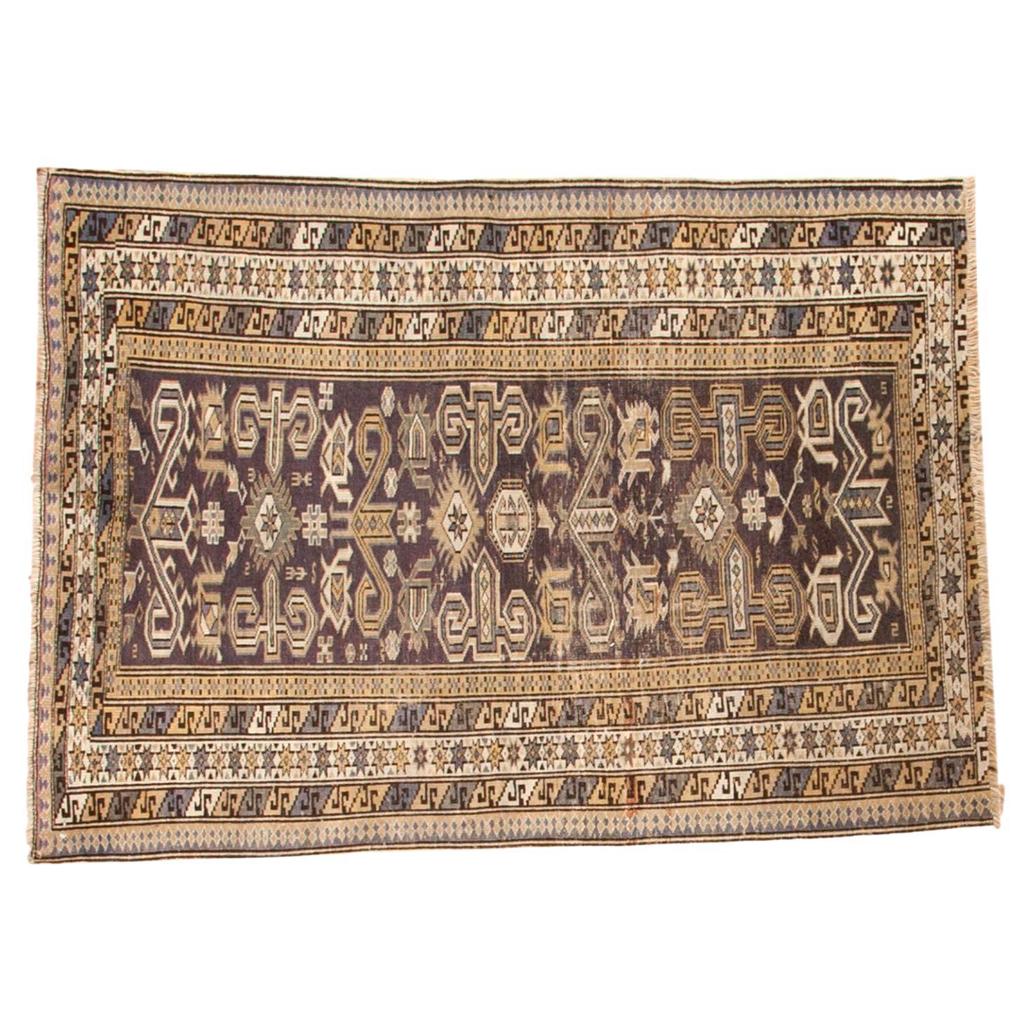 Vintage Caucasian Square Rug For Sale at 1stDibs