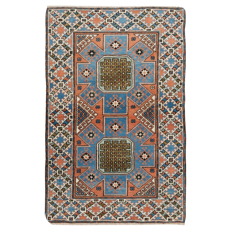 3x4.6 Ft Vintage Handmade Geometric Turkish Accent Rug, Woolen Floor ...