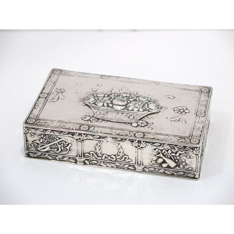 European Silver Gilt Interior Antique German Hanau Flower Basket Box ...