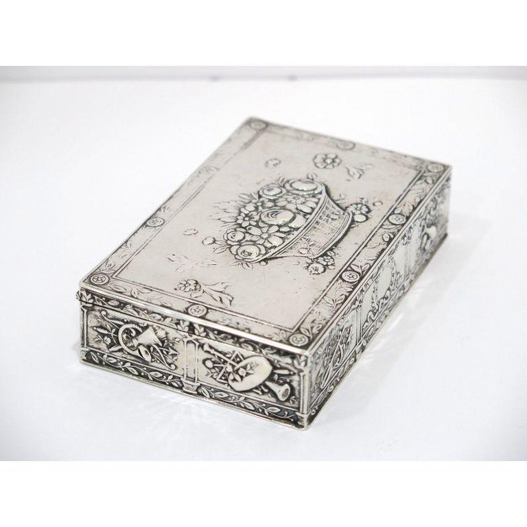 European Silver Gilt Interior Antique German Hanau Flower Basket Box ...