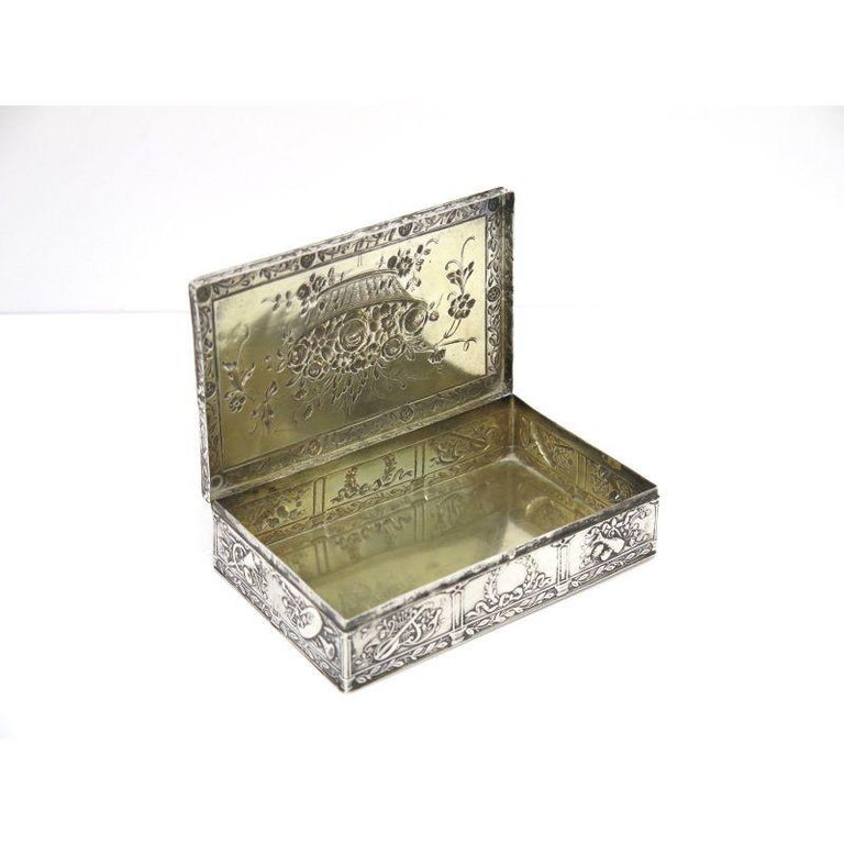 European Silver Gilt Interior Antique German Hanau Flower Basket Box ...