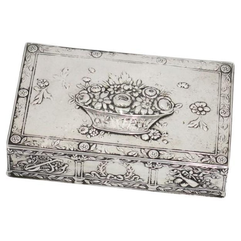 European Silver Gilt Interior Antique German Hanau Flower Basket Box ...