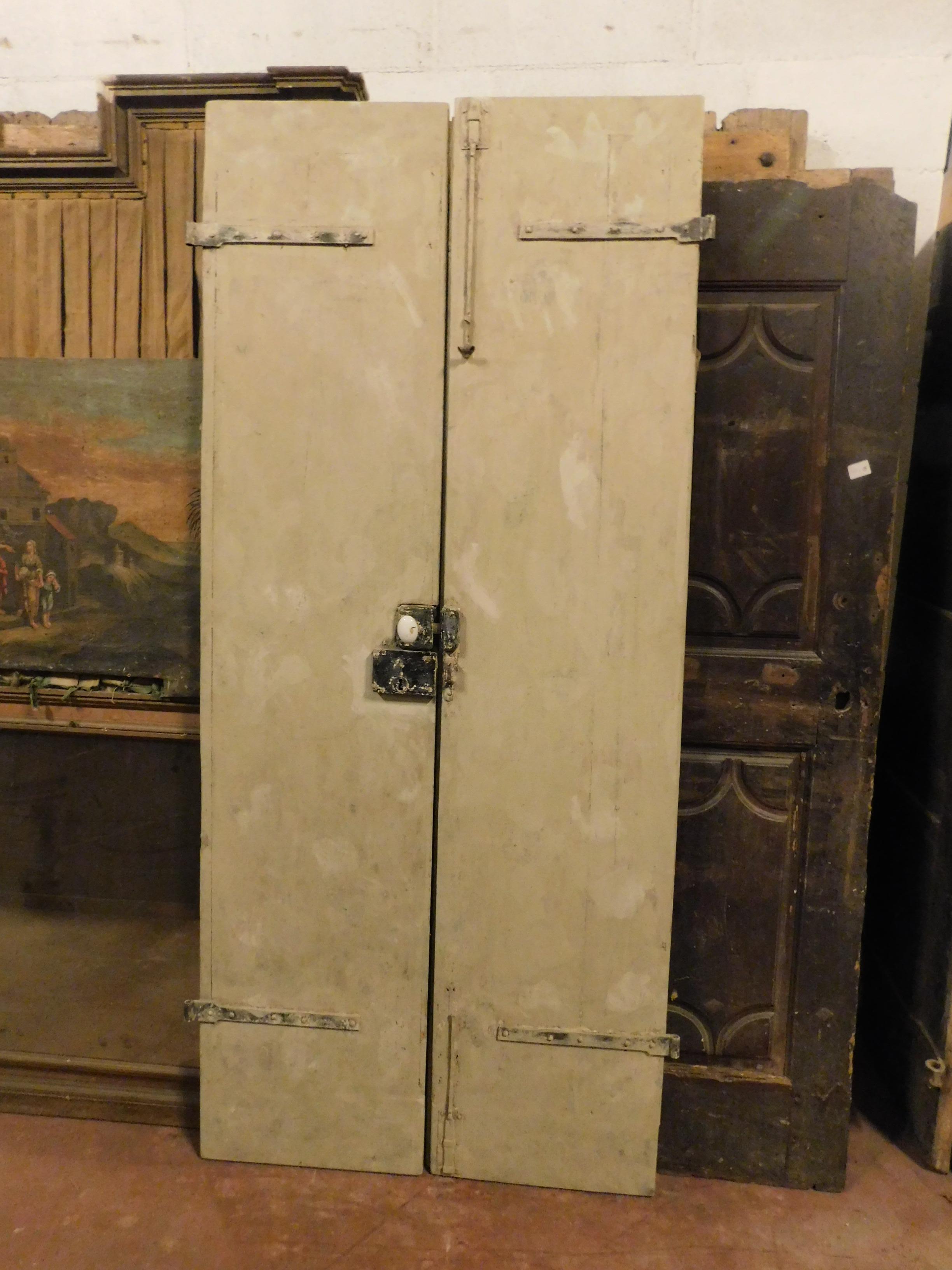 4 Antique Double Green Lacquered Doors, 1700, Italian Convent at ...