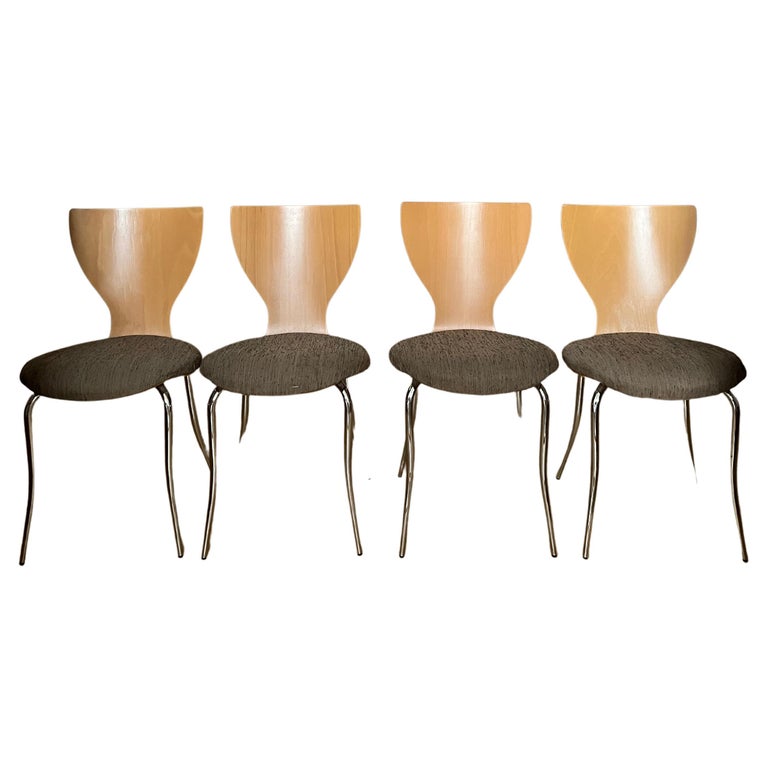 4 Calligaris Mid-Century Modern Italian Bentwood Side Dining Chairs For ...