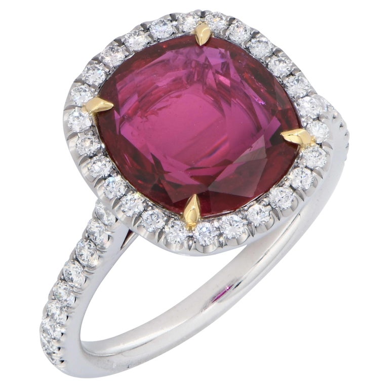 4 Carat AGL Graded Ruby and Diamond Platinum Ring For Sale at 1stDibs