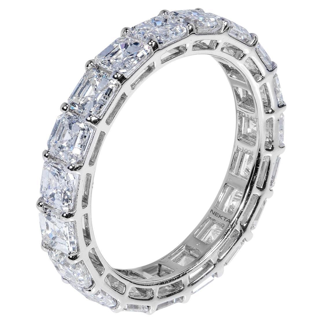 4 Carat Asscher Cut Diamond Eternity Band Certified For Sale at 1stDibs ...