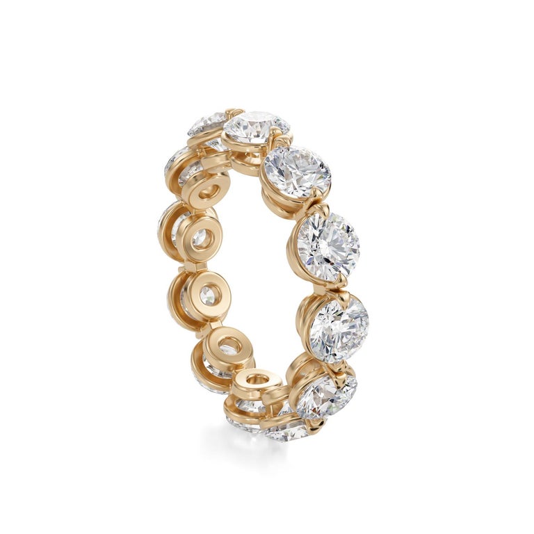 4 Carat Brilliant Round Eternity Band in Yellow Gold For Sale at 1stDibs
