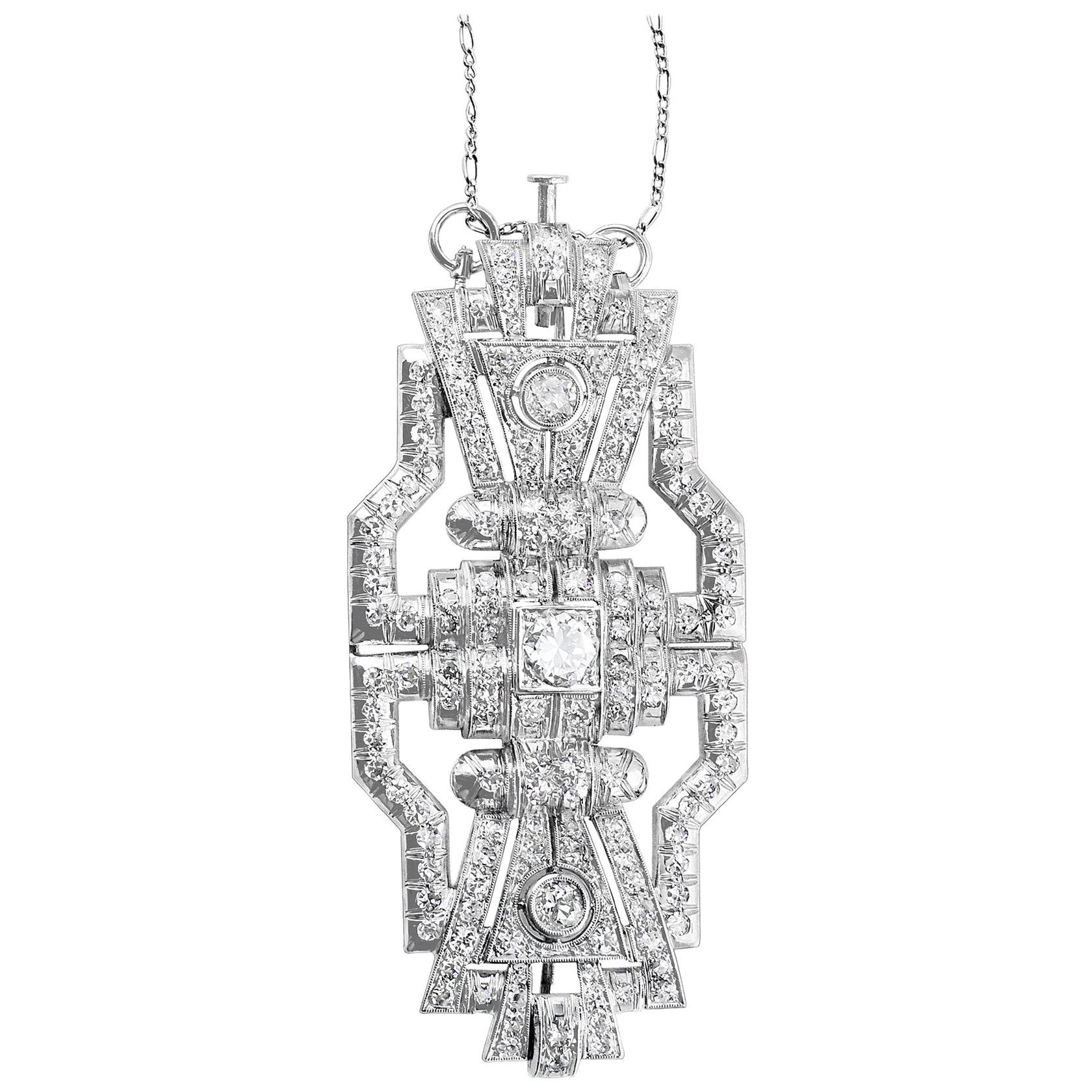 7 Carat Diamond Convertible Brooch Paisley Pendant For Sale at 1stDibs