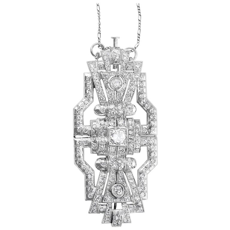 4 Karat Diamond Convertible Brosche Halskette im Angebot bei 1stDibs