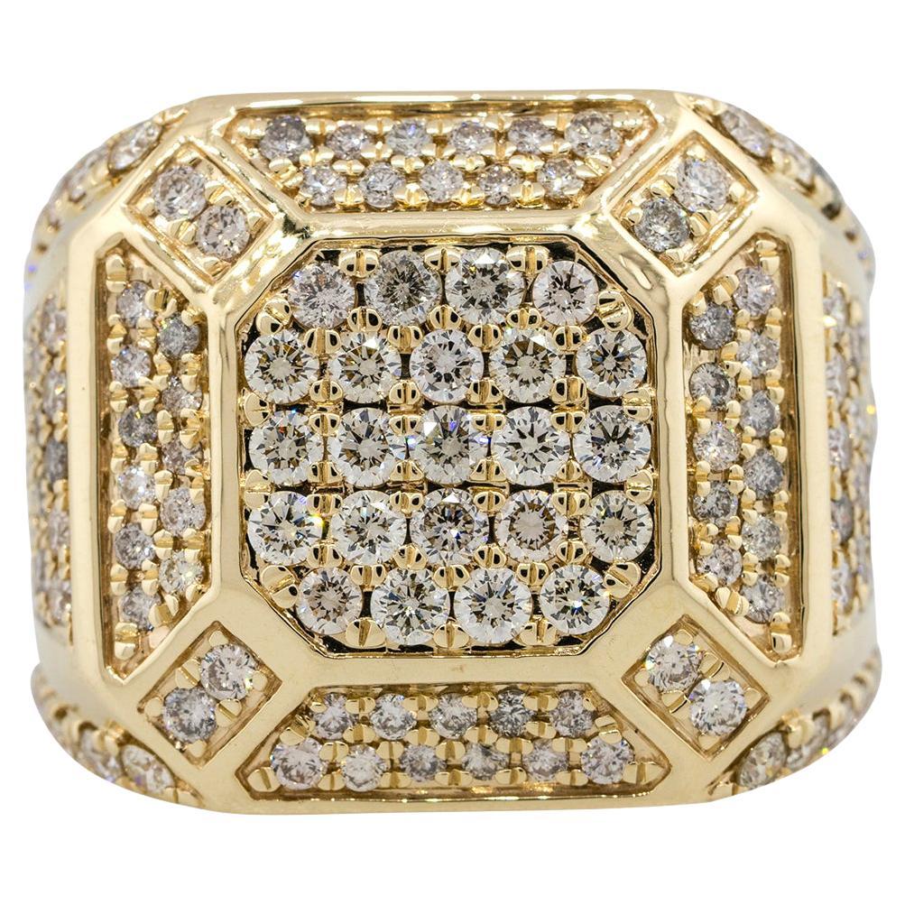 Customizable 6.20 Carat Diamond Pave Square Shaped Mens Ring 14 Karat ...