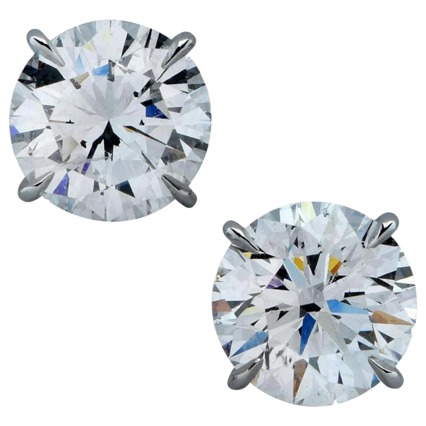 Diamond Stud Earrings 4.79 Carats I I1 18 Karat White Gold at 1stDibs