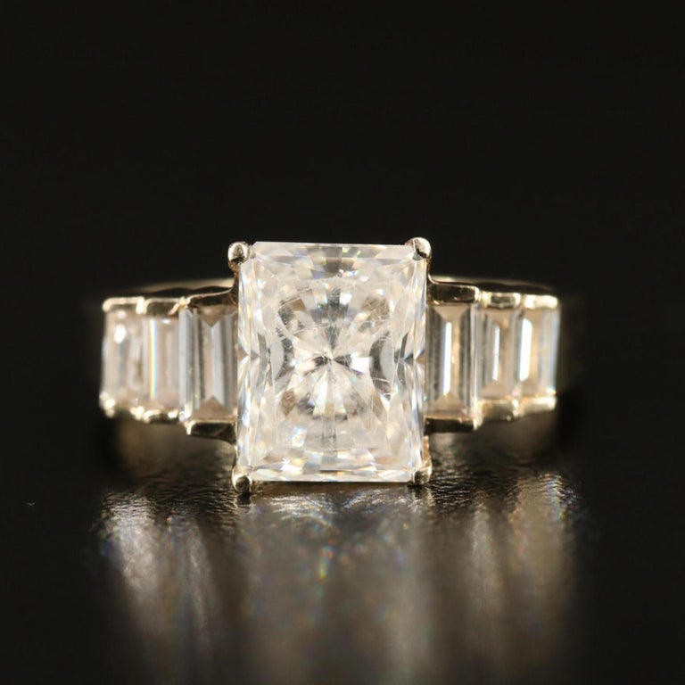 Customizable 4 Carat Emerald Cut Diamonds Engagement Ring, Unique ...
