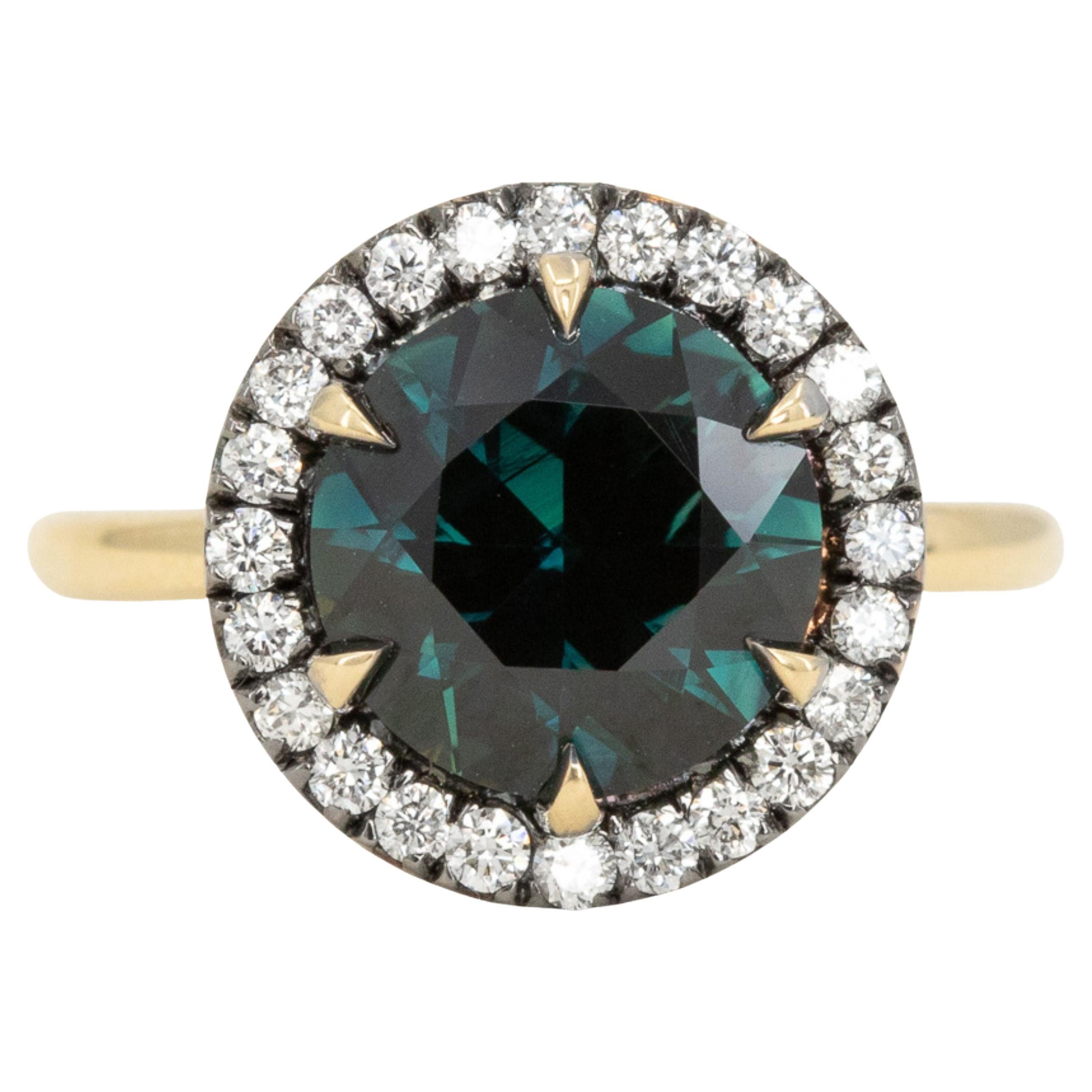 Round Diamond Surrounded by French Cut Diamonds Engagement Ring at ...