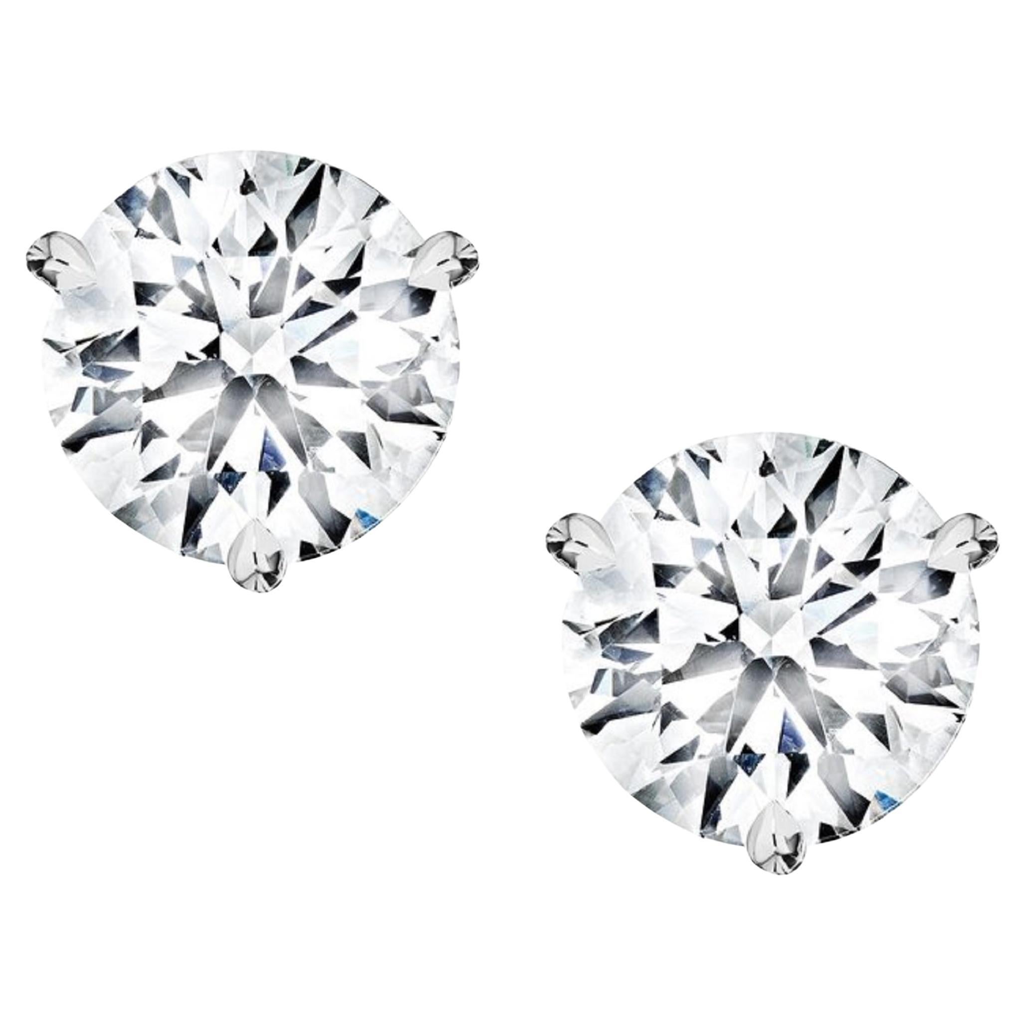 4 Carat Matched Pair of Round Cut Diamonds set in 18 Carat Yellow Gold ...