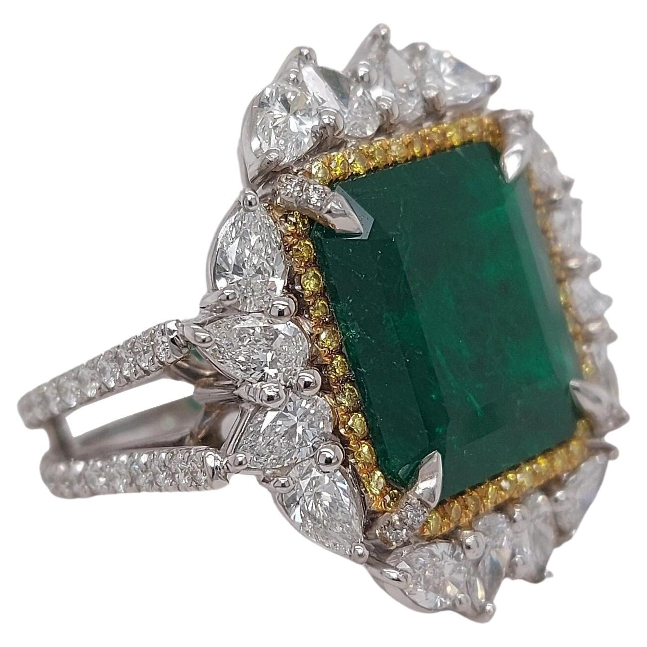 Customizable 5 Carat Natural Emerald and Diamond Halo Ring White Gold ...