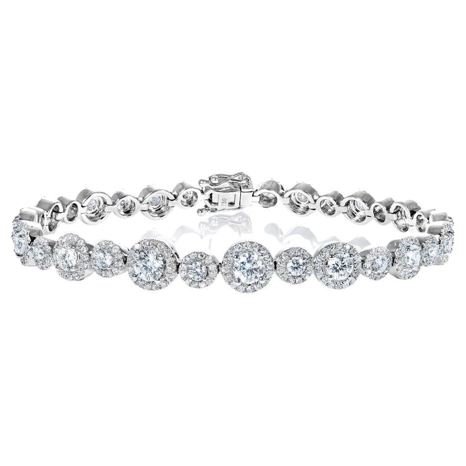 11 Carat Oval Cut Diamond Single Row Tennis Bracelet Certified For Sale ...