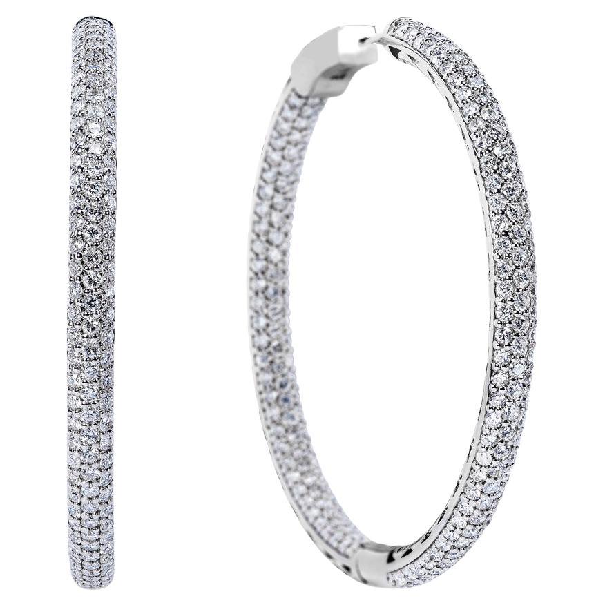 4 Carat Round Brilliant Diamond 1.75 Inch Pave Hoop Earrings Certified ...