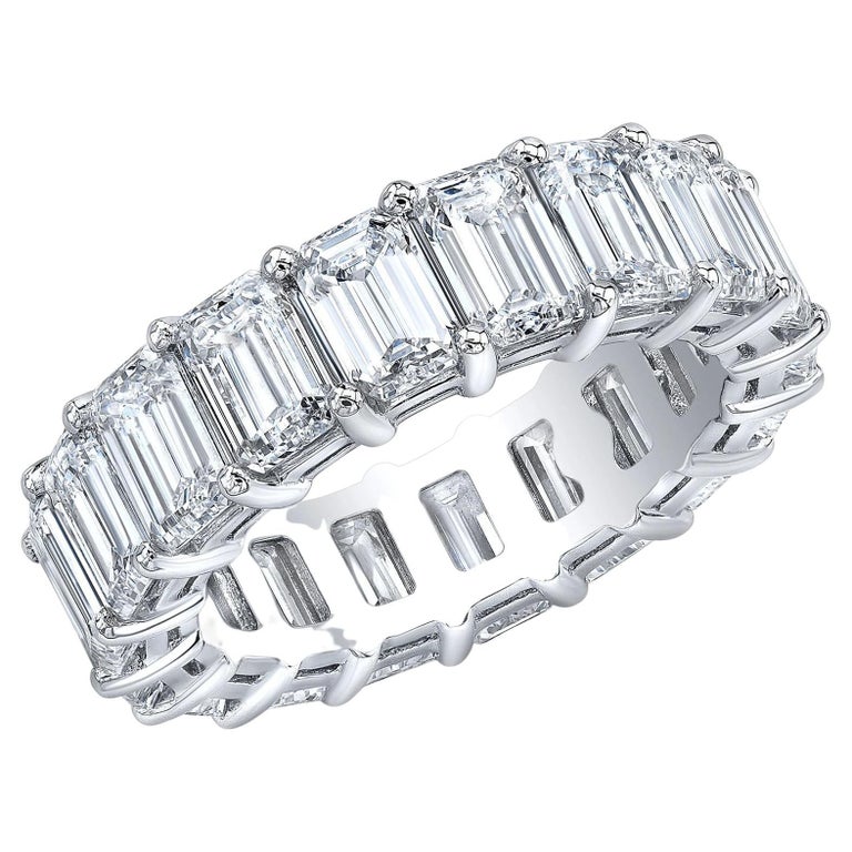 Customizable 4 Carats Emerald Cut Eternity Band Shared Prong Style F-G ...