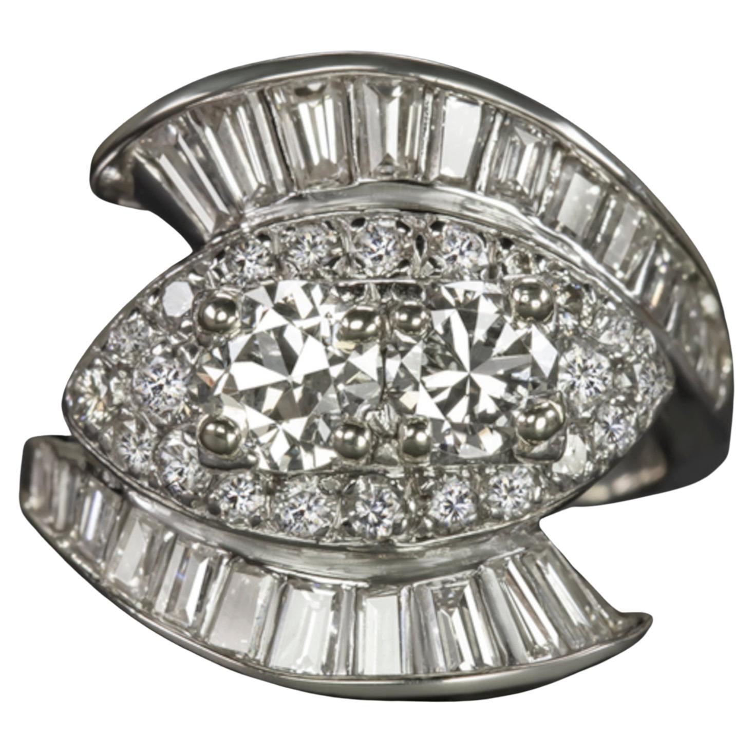 Old European Cut Diamond and Platinum Cluster Ring at 1stDibs