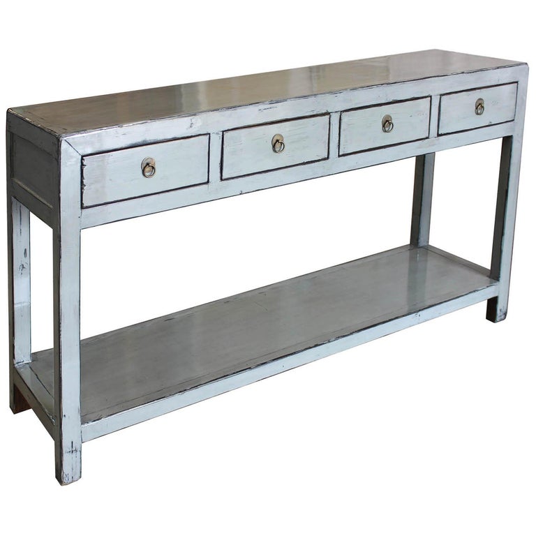 4-Drawer Gray Console Table at 1stDibs