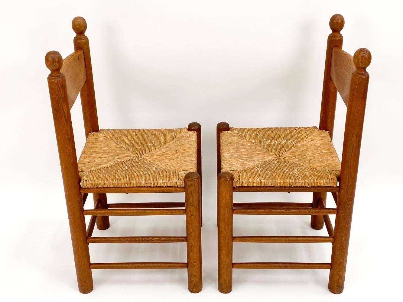 (4) Dutch Oak And Rush Country Dining Side Chairs, Circa 1950's For ...